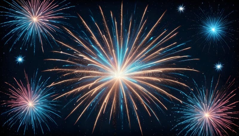 Abstract Image of Colorful Fireworks Exploding Against a Dark Blue ...