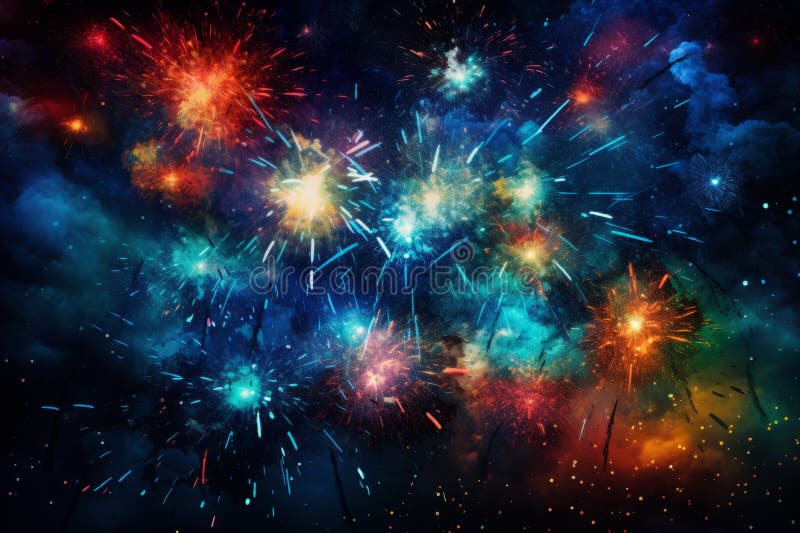 An Abstract Image of Colorful Fireworks Exploding in the Night Sky ...