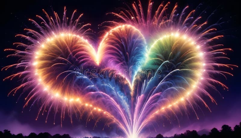 Abstract Image of Colorful Fireworks Exploding in the Night Sky ...