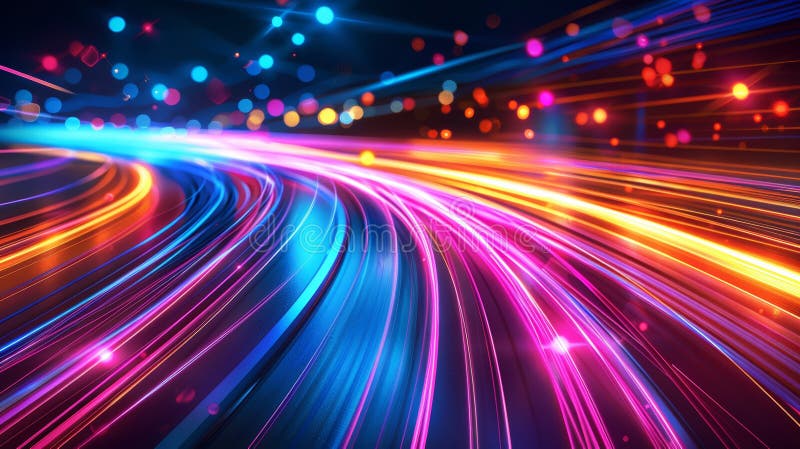 Abstract Image of Colorful Light Streaks and Glowing Orbs, Representing ...