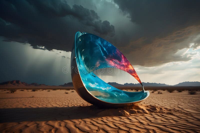 Abstract Image of Colorful Liquid in Mirror of Glass in Desert Stock ...