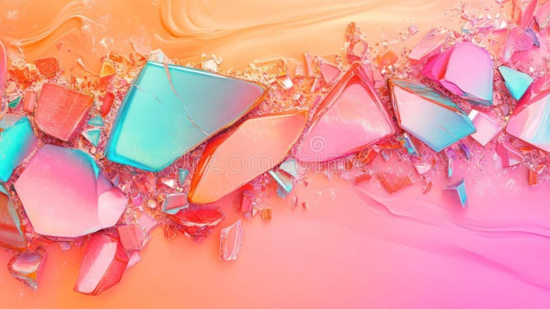 Abstract Image of Colorful Shattered Glass Pieces on a Gradient ...