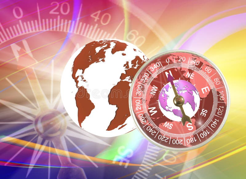 Abstract Image of Compass and Planet Close Up Stock Illustration ...