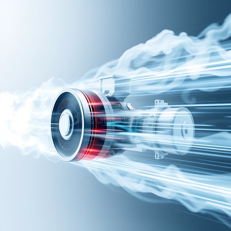 An Abstract Image of a Compressor in Motion with Steam and Air Flows ...