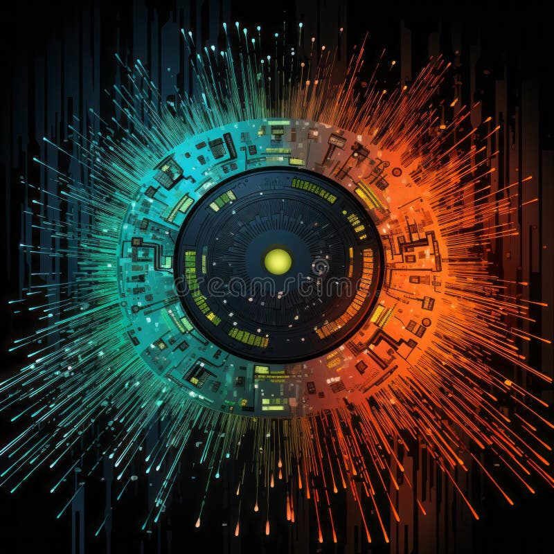 An Abstract Image of a Computer Screen with a Digital Clock in the ...