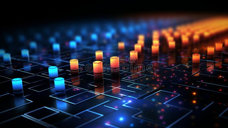 An Abstract Image of a Computer Screen with Glowing Blue and Orange ...