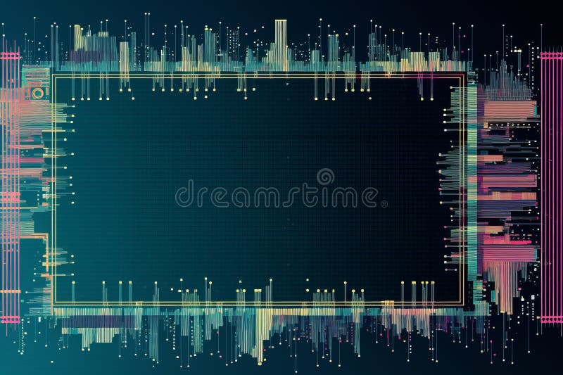 An Abstract Image of a Computer Screen with Lines and Dots Stock ...
