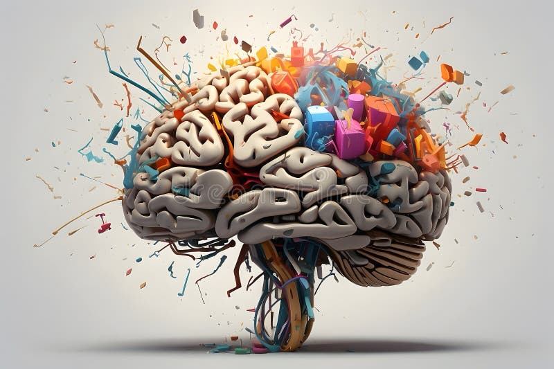 Abstract Image of Concept Art of a Human Brain Exploding with Knowledge ...