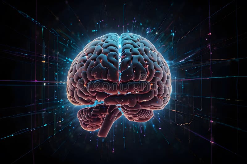 Abstract Image of Concept Art of a Human Brain Exploding with Knowledge ...