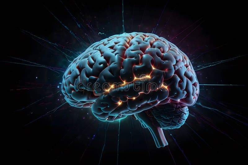 Abstract Image of Concept Art of a Human Brain Exploding with Knowledge ...