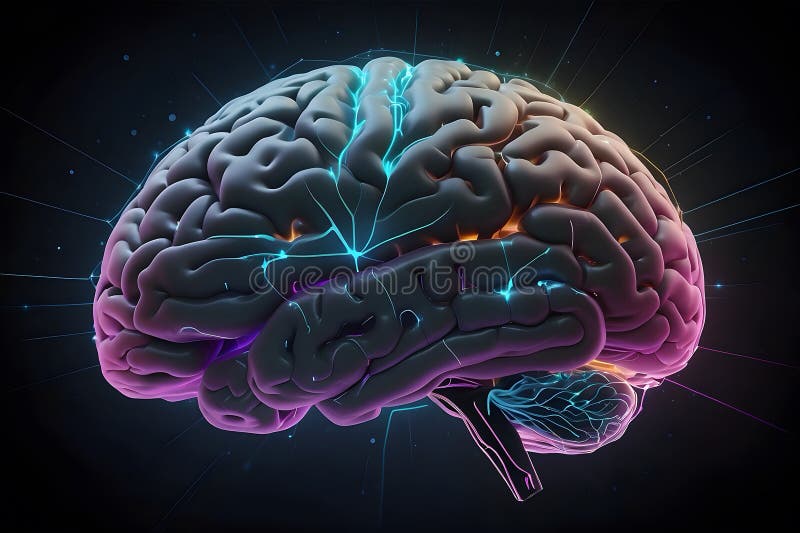 Abstract Image of Concept Art of a Human Brain Exploding with Knowledge ...