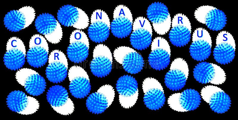 Abstract Image of Coronavirus. a Blue Spiked Balls with White Crowns ...