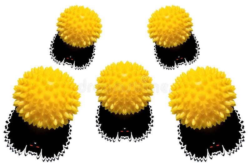 Abstract Image of Coronavirus. Yellow Spiked Balls and Their Black ...