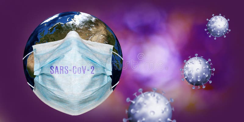 Abstract Image of Coronaviruses and Planet Earth in a Protective Mask ...