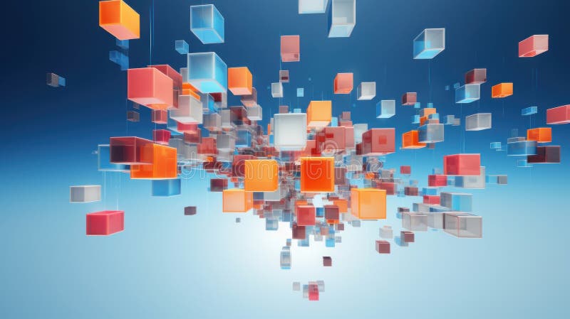 An Abstract Image of Cubes Floating in the Air Stock Photo - Image of ...