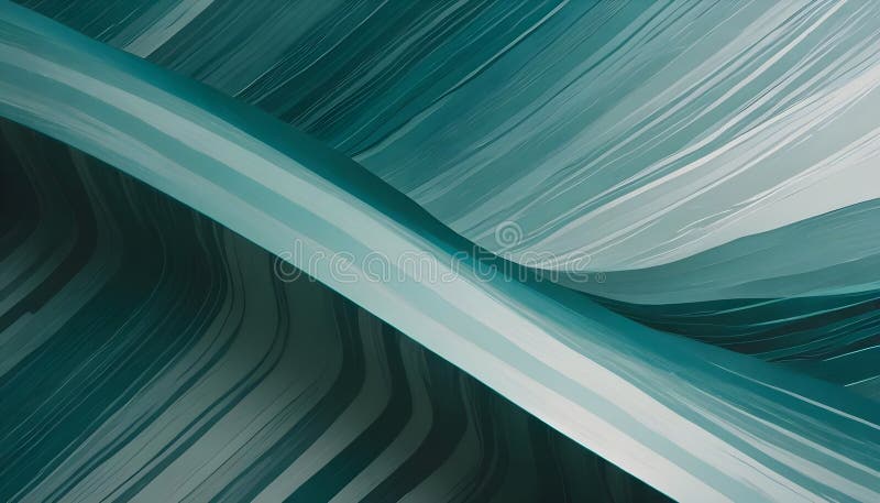 Abstract Image of Curved, Flowing Lines in a Teal Color, Creating a ...