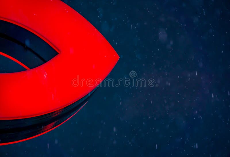 Abstract Image of a Cut Red Neon Illumination in a Dark Night in the ...