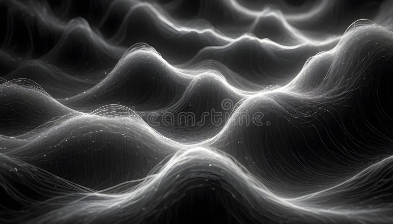 An Abstract Image of a 3D Wave-like Structure with a White, Glowing ...