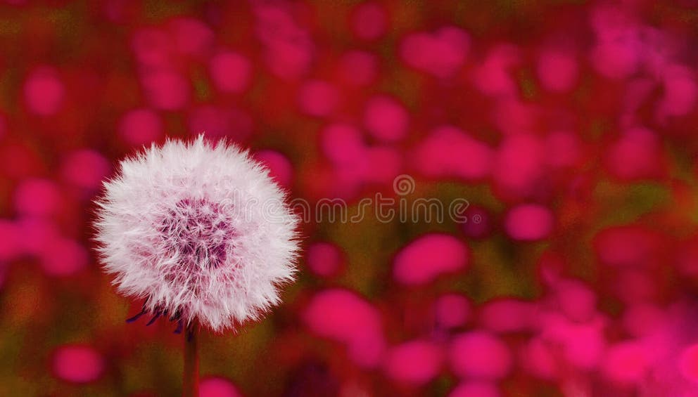 Abstract Image of a White Dandelion on a Red Mottled Background ...