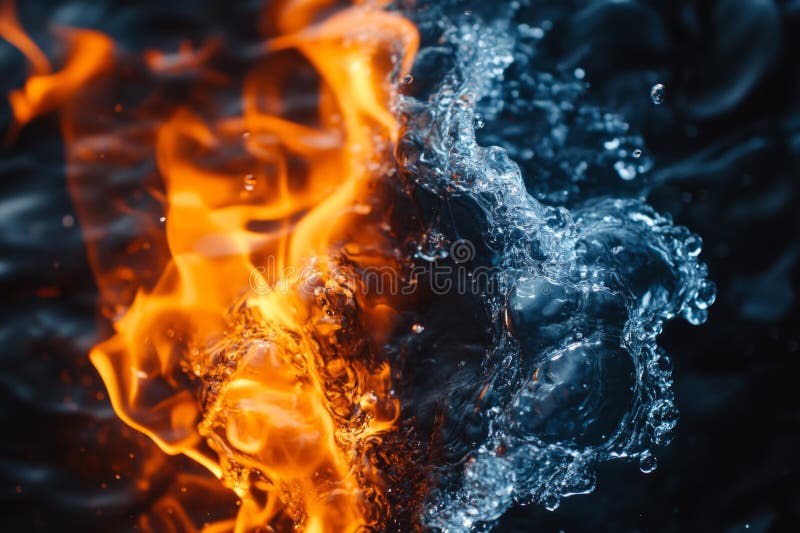 Abstract Image Depicting Fire and Water Colliding, Creating a Visual ...