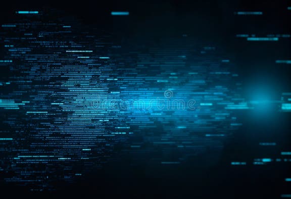 Abstract Digital Data Stream Binary Code Cyber Technology Network Flow Glowing Lines Digital ...