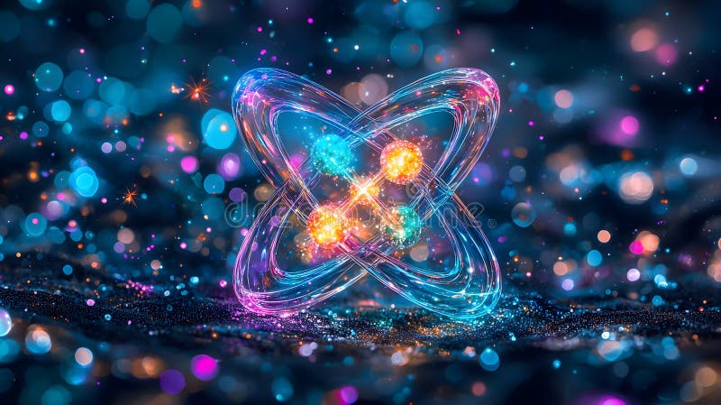 Glowing Atom Model Abstract Science Energy Technology Background AI ...