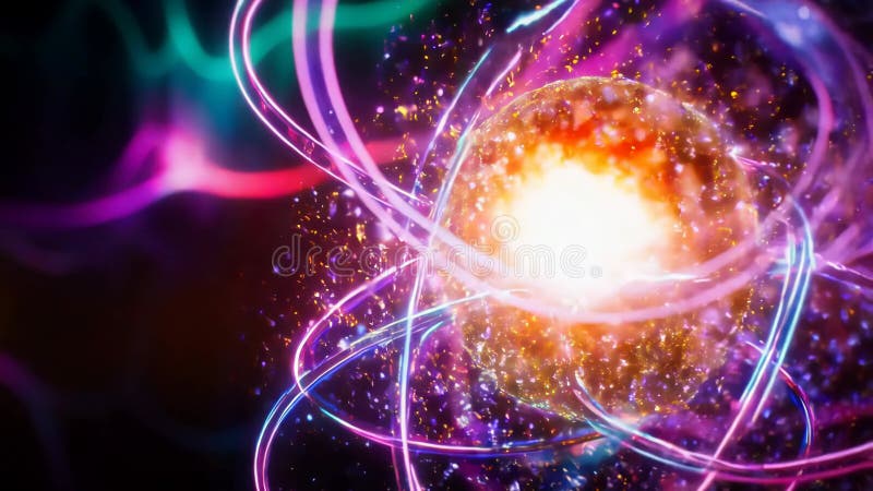 Nuclear Fusion Releasing Energy from Atom Core with Plasma Trails Stock ...
