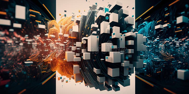 Abstract Image Depicting The Interaction Between Data Sets And Machine Learning Models