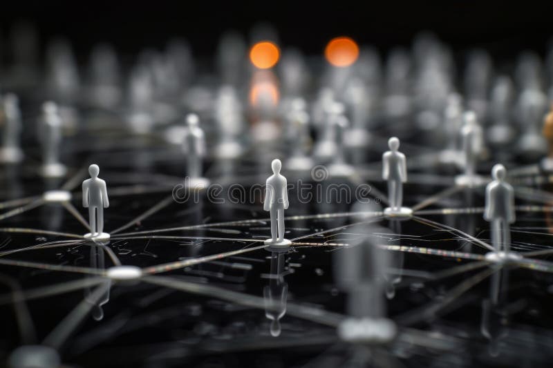 Digital Network with Miniature Figures Representing Connections ...