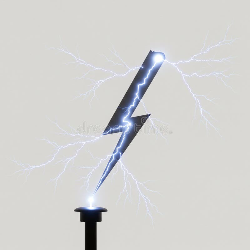 Powerful Lightning Bolt Striking Dark Energy Source Abstract Image Art ...