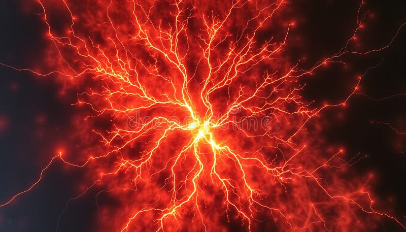 Abstract Red Energy Lightning Generative AI Stock Illustration ...