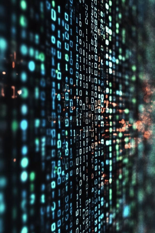 Digital Matrix of Binary Code in Motion Stock Illustration - Illustration of sunlight, circle ...