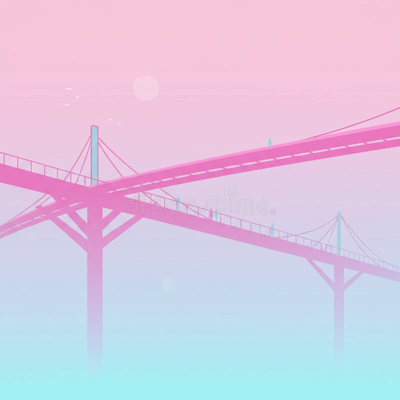 Abstract Image Depicting a Stylized Bridge with Two Intersecting ...