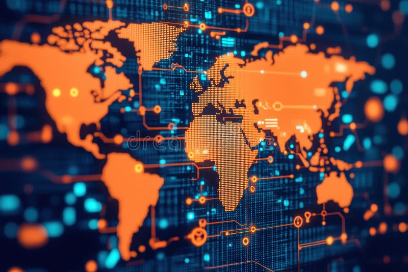 Global Network Digital World Map Circuit Board Technology Connectivity ...