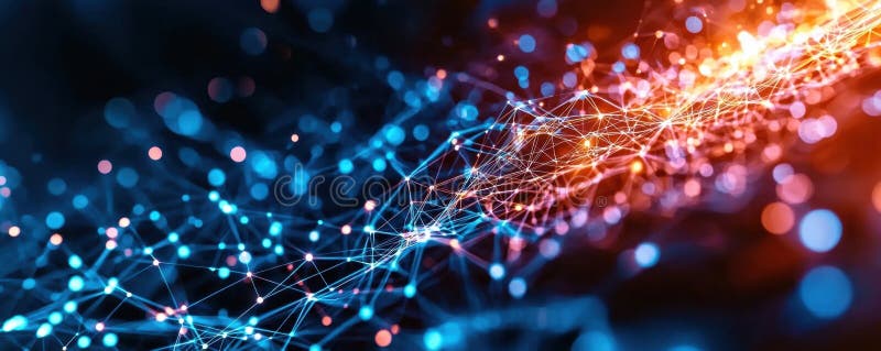 The Abstract Image Depicts a Complex Network of Interconnected Dots and ...