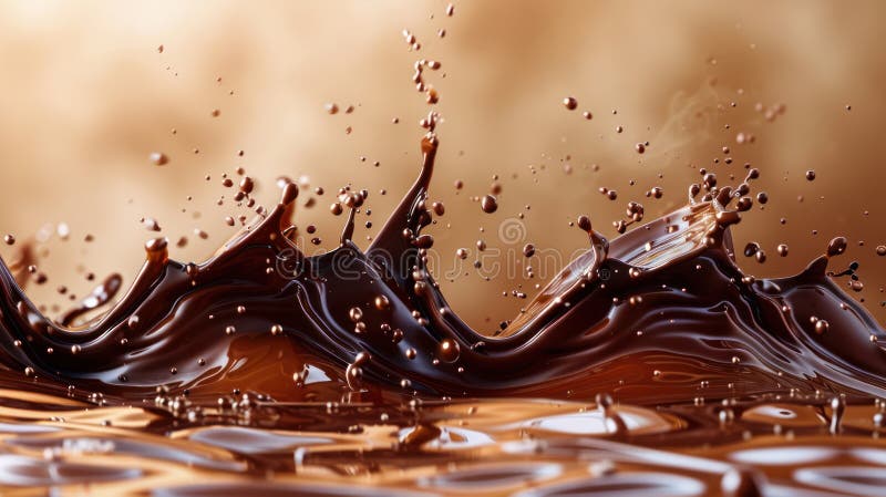 Abstract Dark Brown Cocoa Swirl with Bubbles on Clear Background ...