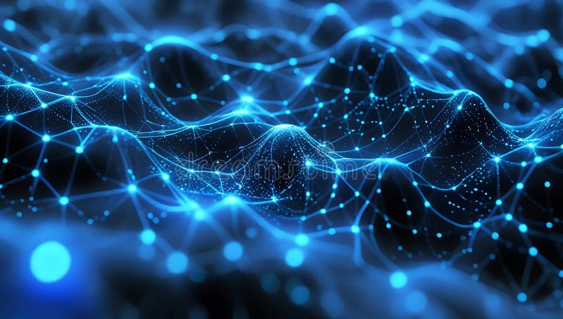 Abstract Blue Network Data Wave Visualization Stock Illustration ...