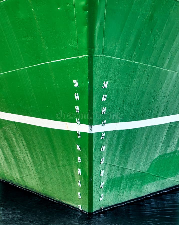 Abstract Image of the Depth Line of a Ship with Green Hull, White ...