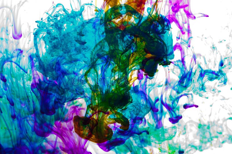 Abstract Image of Different Colored Liquid Inks Spreading and ...