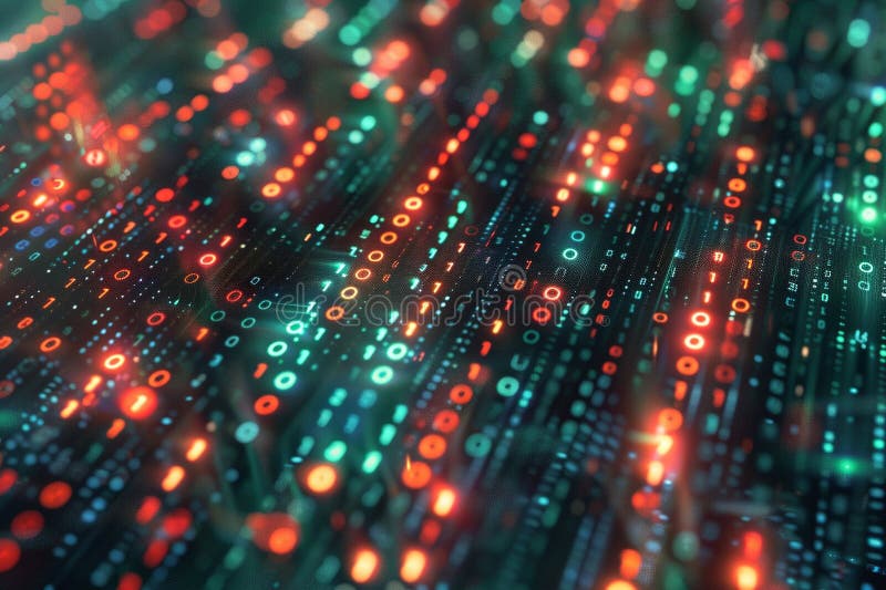 Abstract Digital Binary Code with Glowing Lights Stock Illustration - Illustration of ...