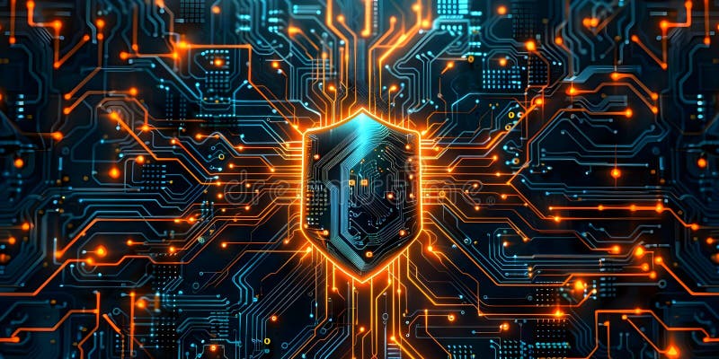 Abstract Image of Digital Shield Made of Interconnected Circuits for ...