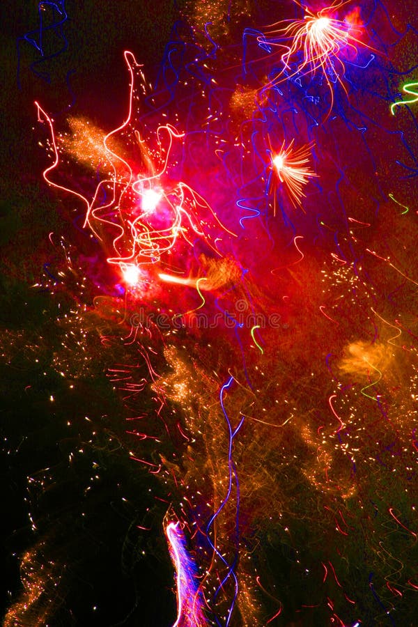 Exploding Fireworks, Digitally Enhanced. Stock Image - Image of light ...