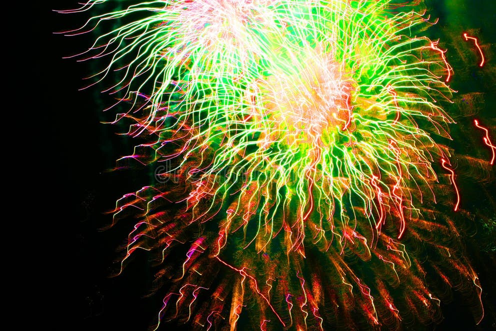 Exploding Fireworks, Digitally Enhanced. Stock Photo - Image of light ...