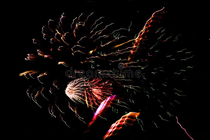 Exploding Fireworks, Digitally Enhanced. Stock Image - Image of second ...