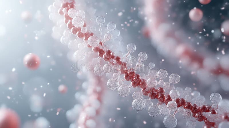 Abstract Image of a DNA Strand with Floating Particles, Representing ...