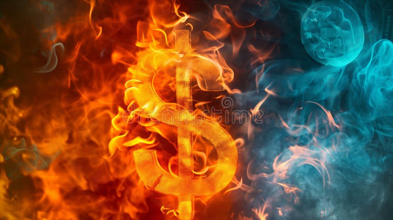 Abstract Image of a Dollar Sign with Fire and Smoke. Stock Illustration ...