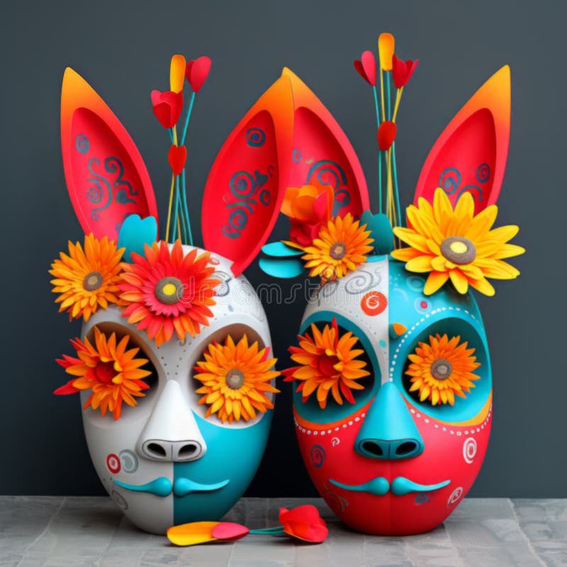 Abstract Image of Easter Bunny, Colorful Easter Card Stock Illustration ...