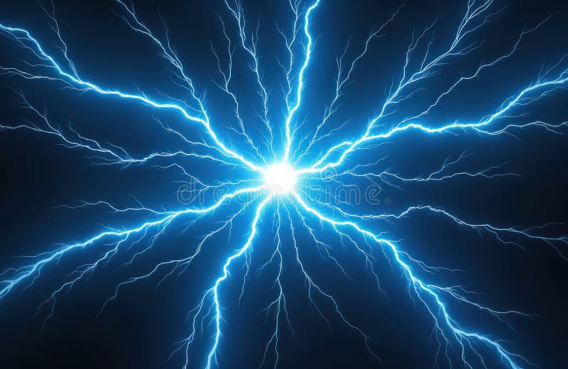Abstract Image of Electric Storm with Lightning Bolt Effects. Blue ...
