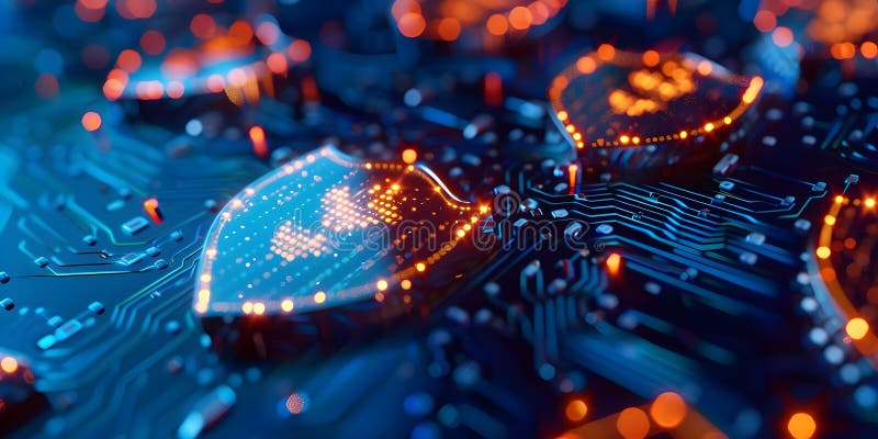 Abstract Image of Encrypted Data Shield Symbols Representing Secure ...