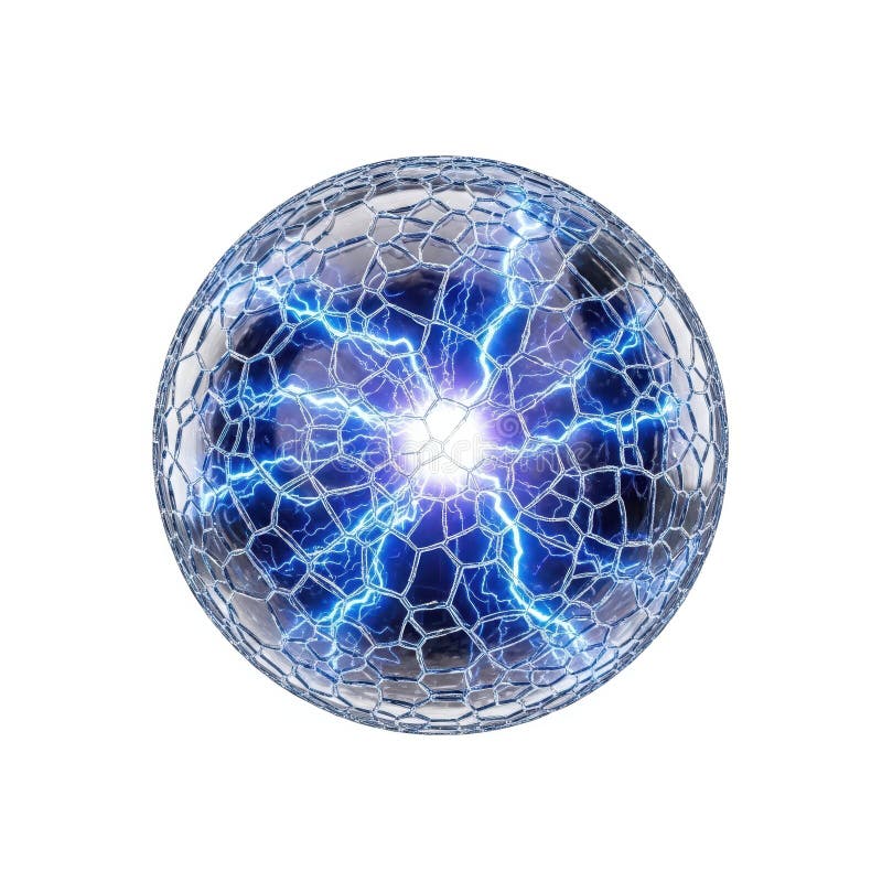 An Abstract Image of an Energy Ball with Bright Blue Lightning on a ...